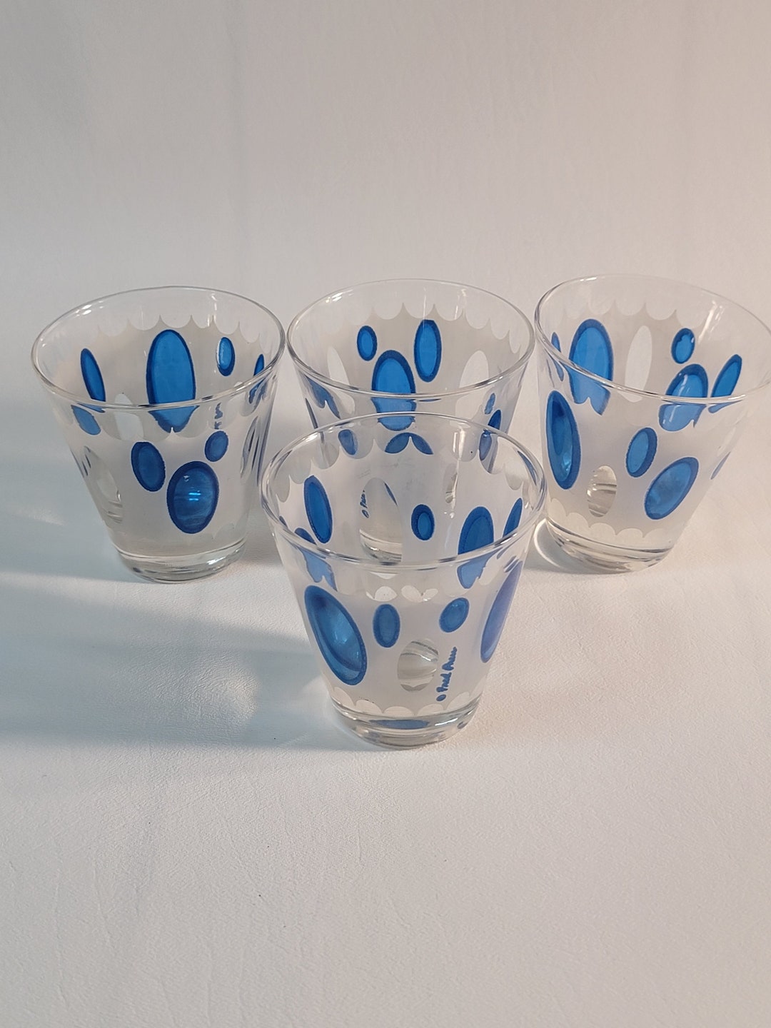 Vintage Fred Press Glasses Blue & White Ovals - Etsy