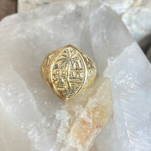 Solid 14K Yellow Gold Men's Guam Seal Palm Tree Chamorro Signet Ring - Etsy