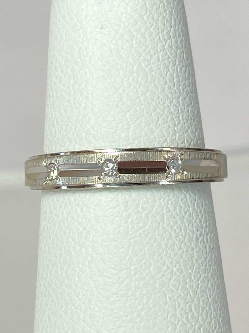 14K White Gold Gypsy Set White Sapphire Gemstone Flush 3mm Band Ring ...