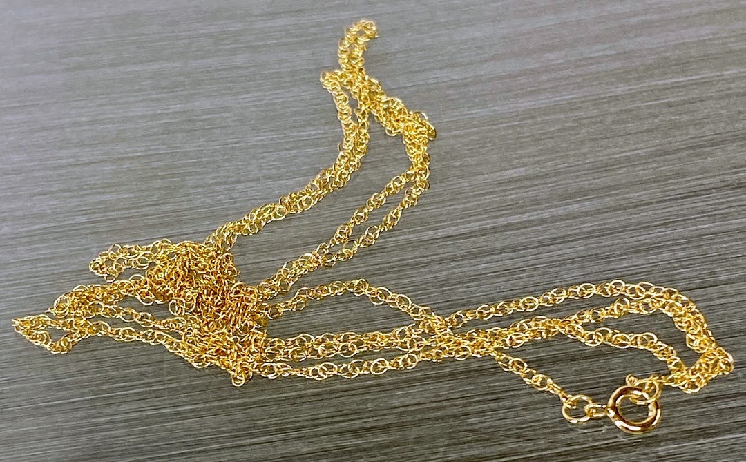 10K Yellow Solid Gold Fine 1mm Loose Rope Chain 24 Layering Necklace - Etsy