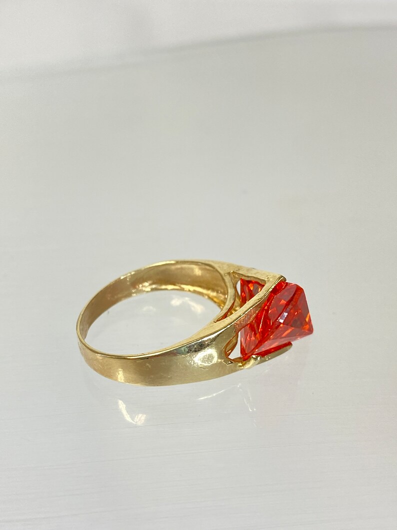 Artistic 14K Yellow Gold Lighthouse Lens Cut Orange Garnet Ring Wide ...