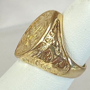 Solid 14K Yellow Gold Men's Guam Seal Palm Tree Chamorro Signet Ring - Etsy