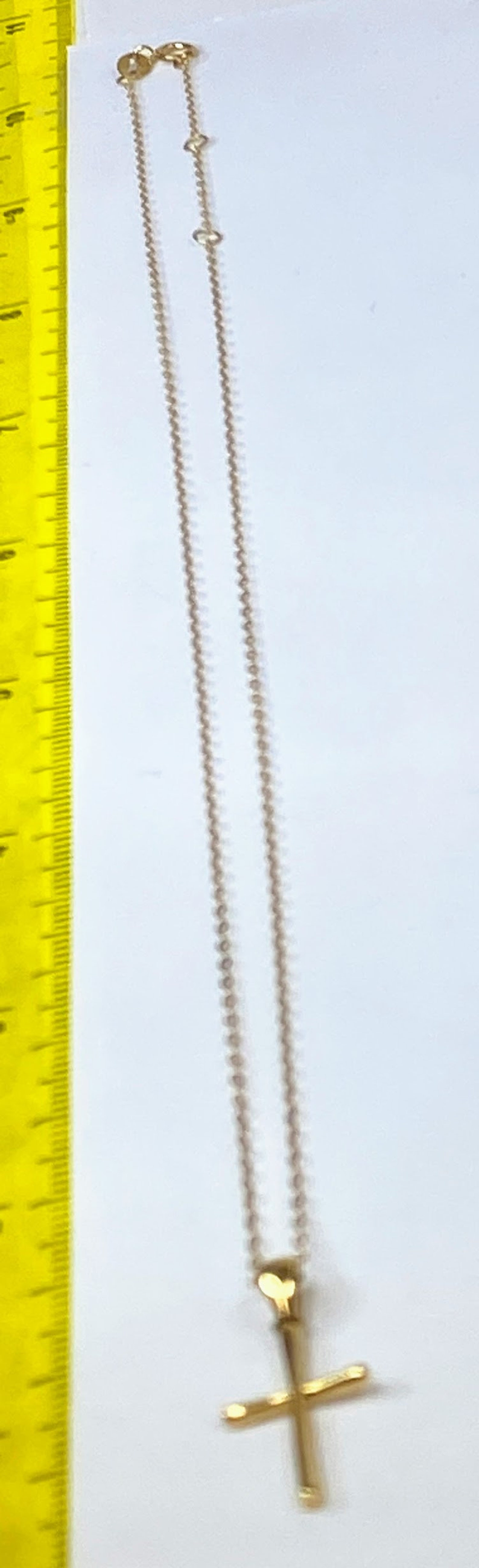 14K Yellow Gold Christian Catholic Latin Cross Necklace 18" Cable Chain ...