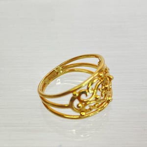 14K Yellow Gold Turkish Filigree Scroll Dome Band Ring Detailed ...