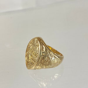 Solid 14K Yellow Gold Men's Guam Seal Palm Tree Chamorro Signet Ring - Etsy