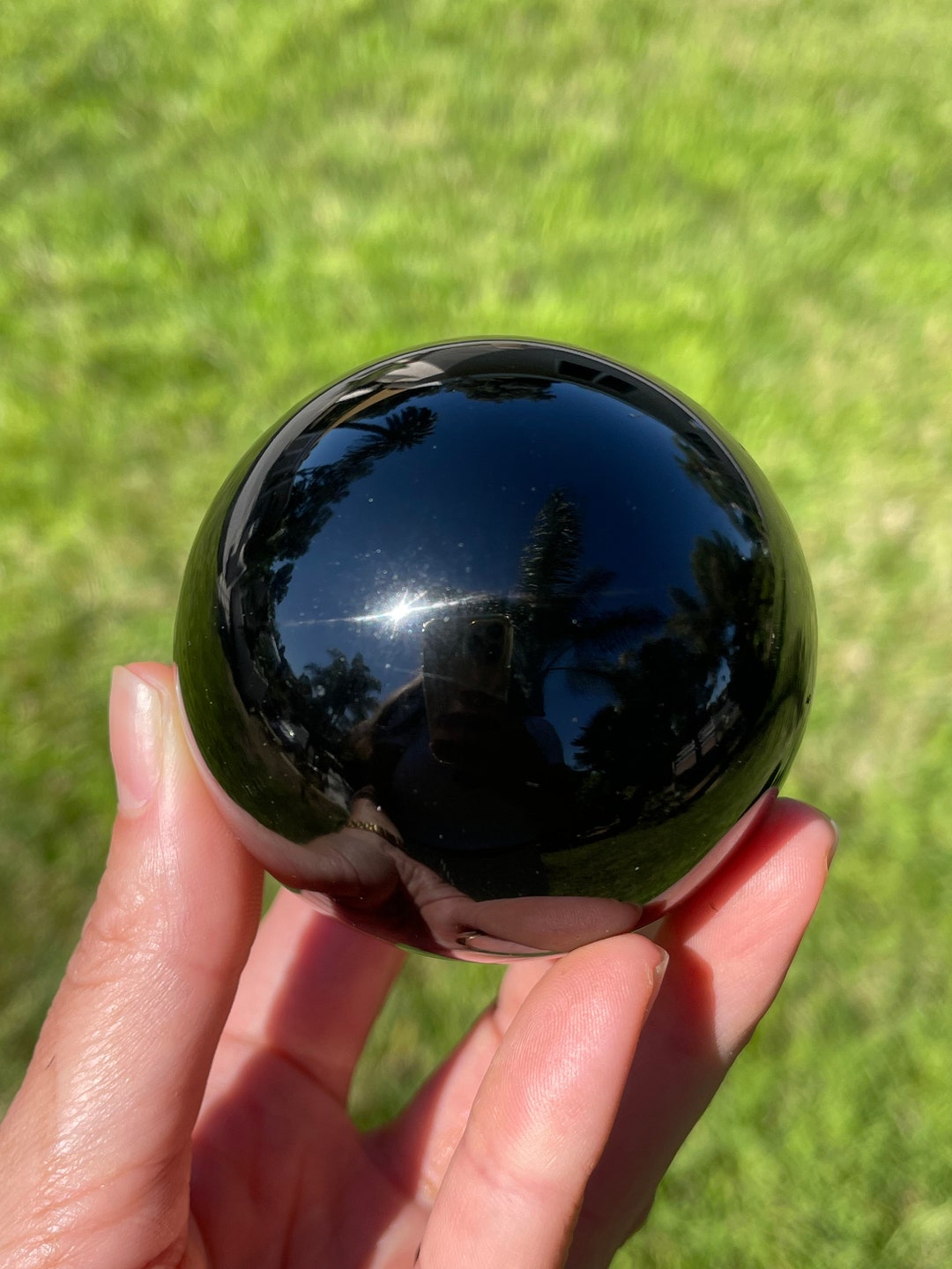 Black Obsidian Sphere, Obsidian Sphere, Scrying Tool, Natural Crystal ...