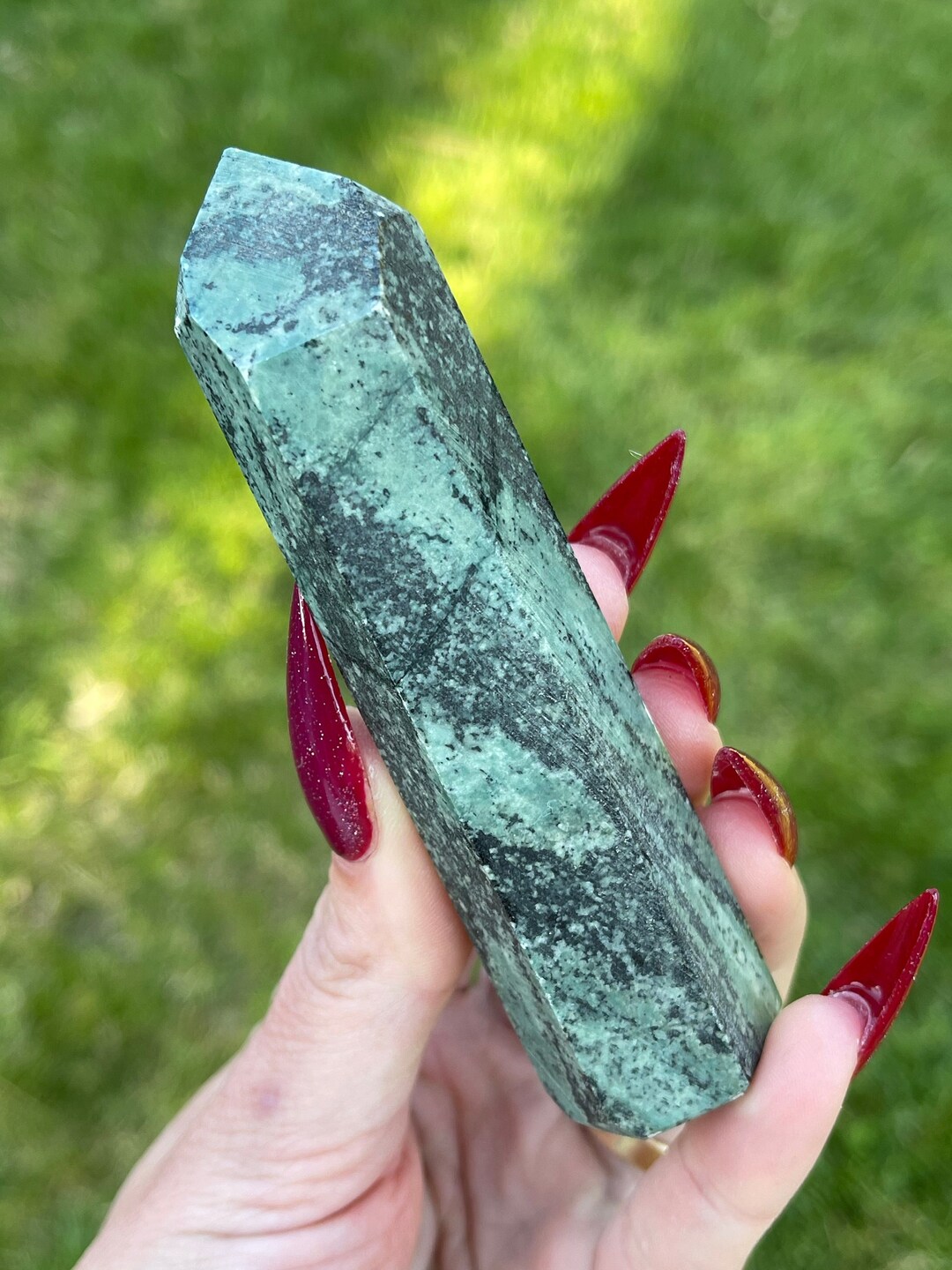 Serpentine Tower From Brazil, Natural Crystal, Serpentine Point ...