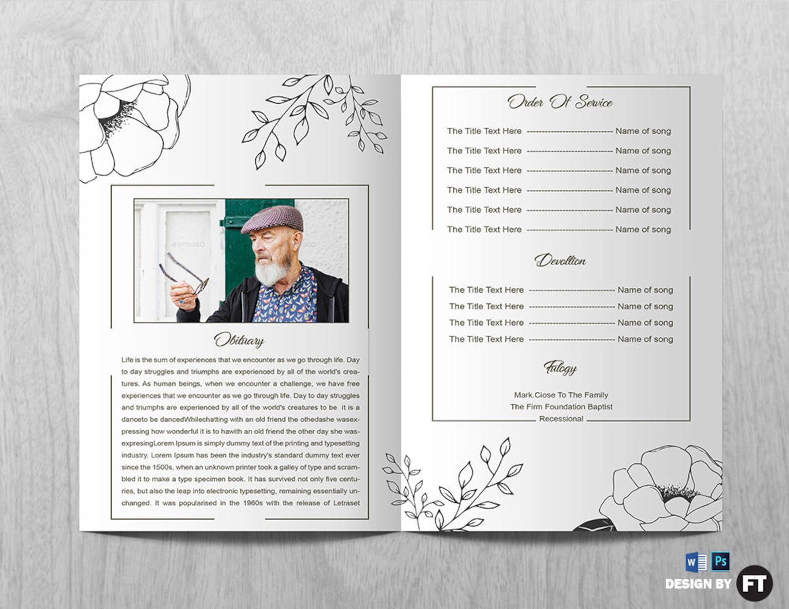 Modèle de programme funéraire Programme funéraire imprimable | Etsy