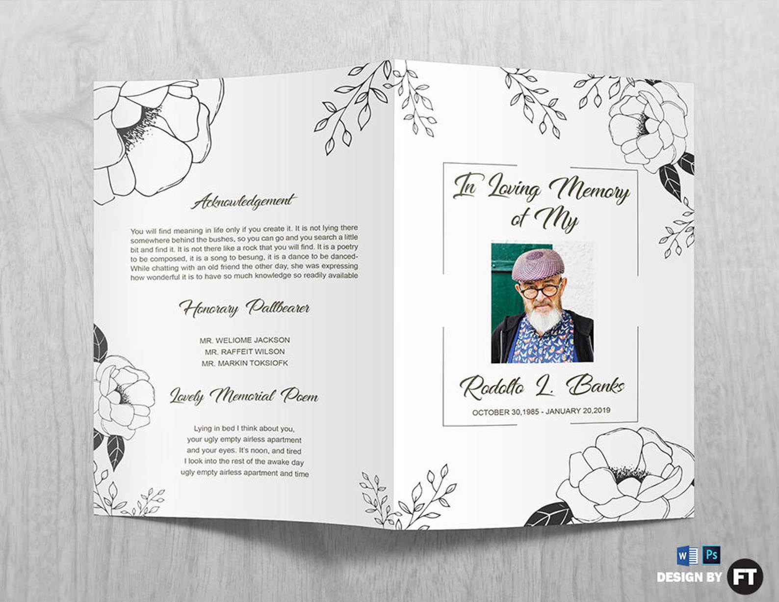 Modèle de programme funéraire Programme funéraire imprimable | Etsy