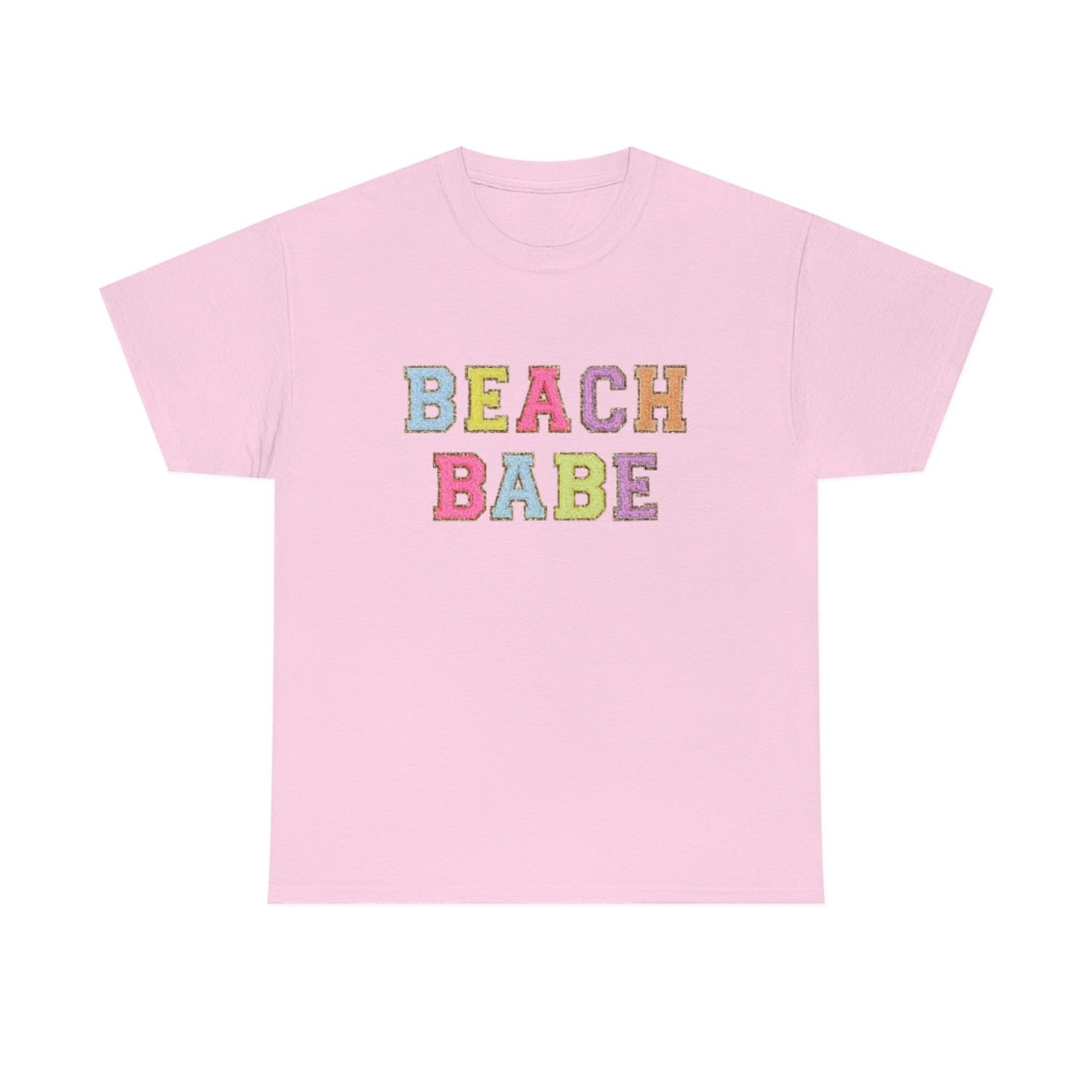 Varsity Letter Faux Chenille Patch Beach Babe Shirt Rainbow Letter ...