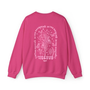 Hot Pink Jesus Sweatshirt, Bright Pink Christian Crewneck, Preppy ...