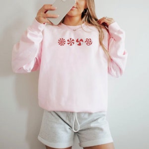 Embroidered Peppermint Sweatshirt, Embroidered Christmas Crewneck ...