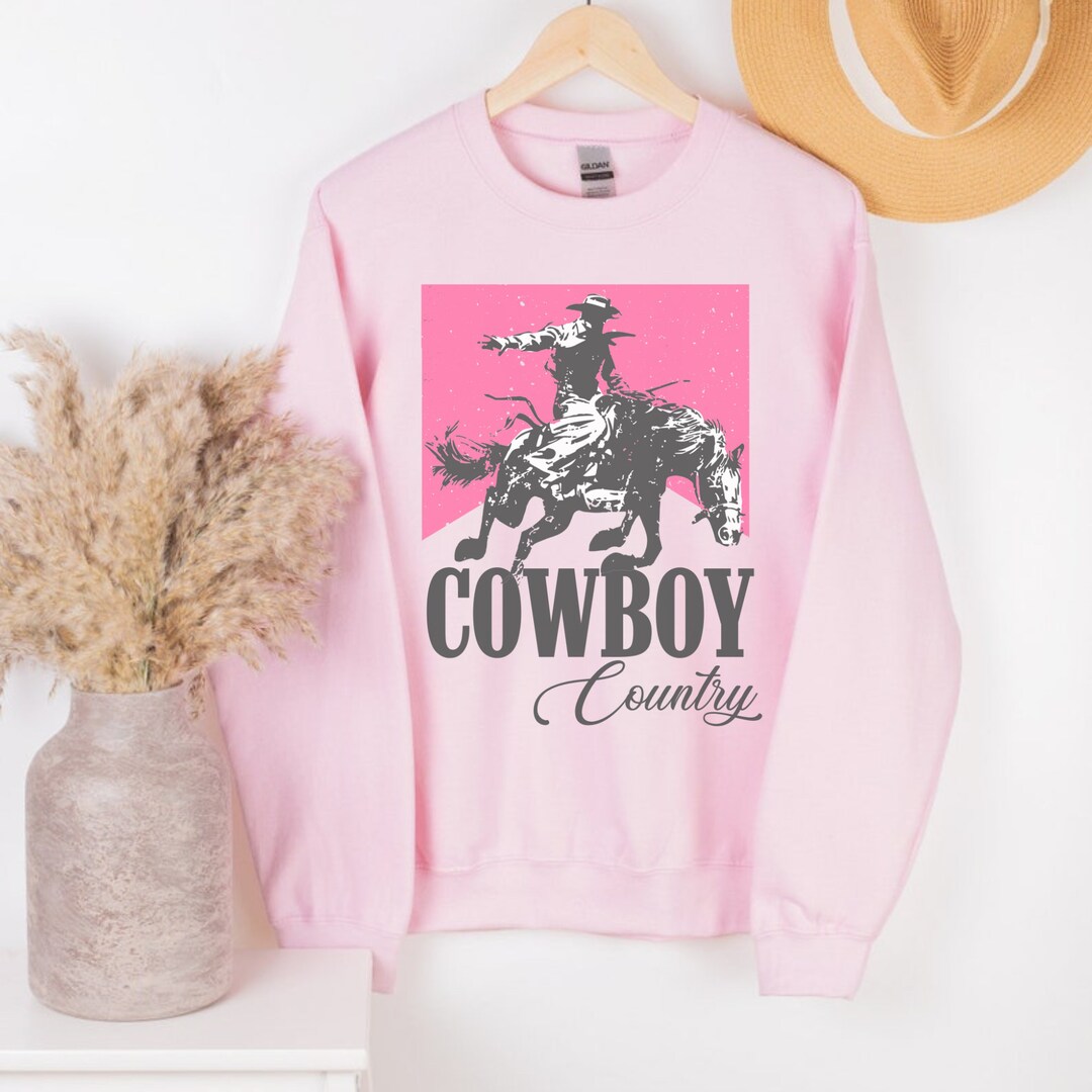 Pink Cowboy Country Sweatshirt, Oversized Western Aesthetic, Pink ...