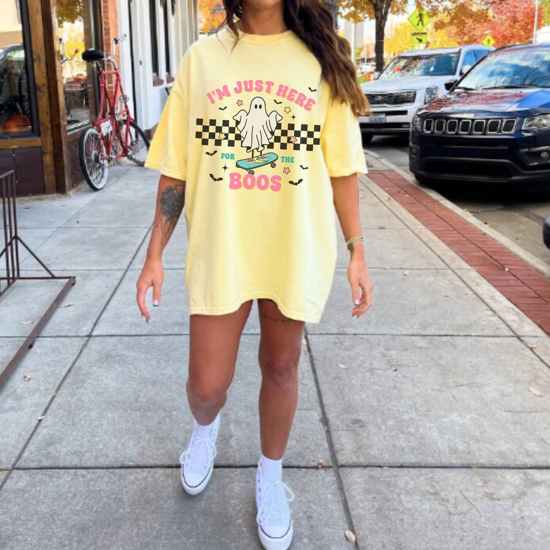 Comfort Colors Checkered Halloween Ghost Shirt Here for the Boos ...