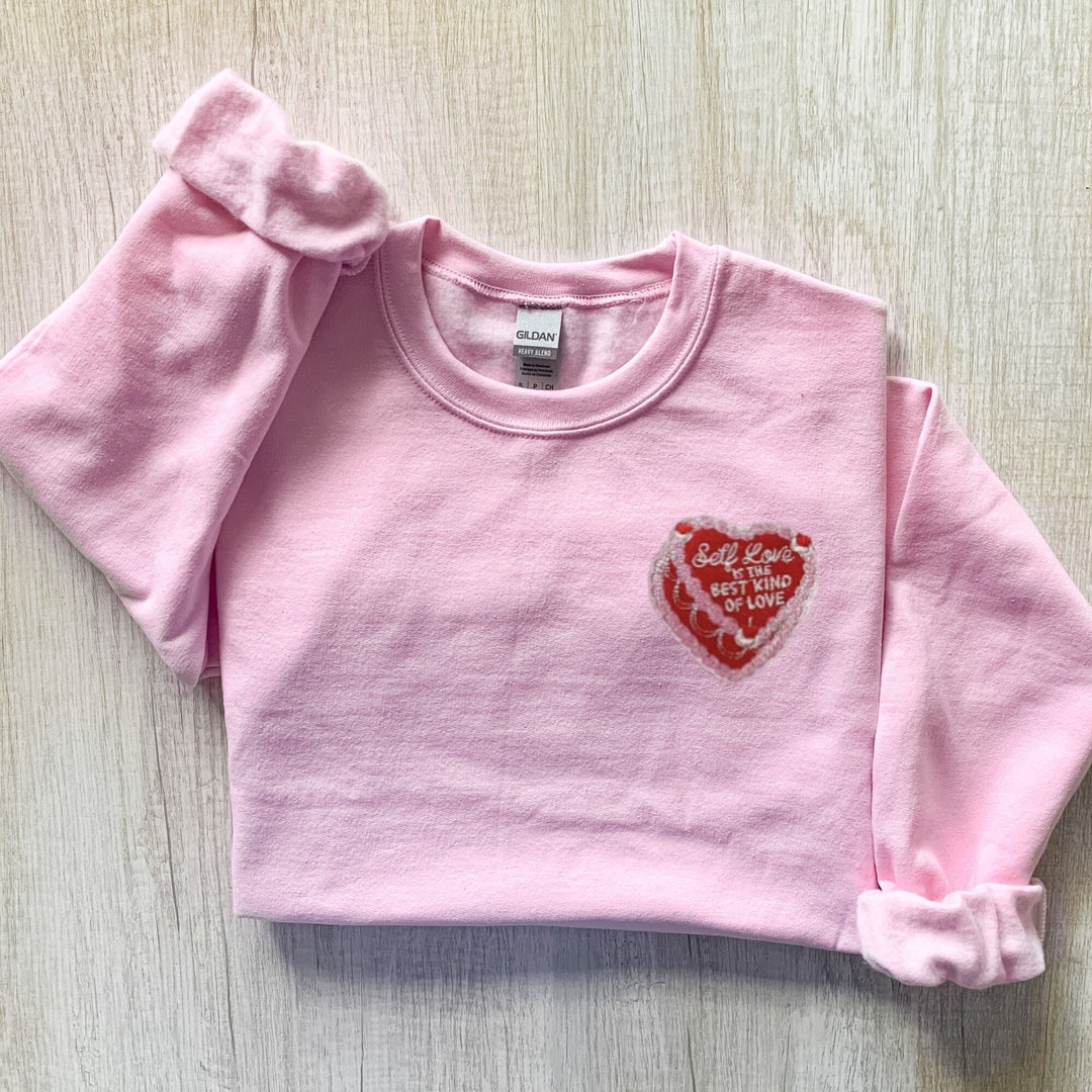 Embroidered Cake Sweatshirt, Embroidered Heart Cake, Cake Embroidery ...