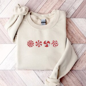 Embroidered Peppermint Sweatshirt, Embroidered Christmas Crewneck ...