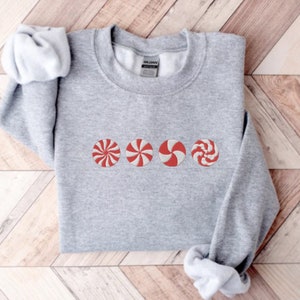 Embroidered Peppermint Sweatshirt, Embroidered Christmas Crewneck ...