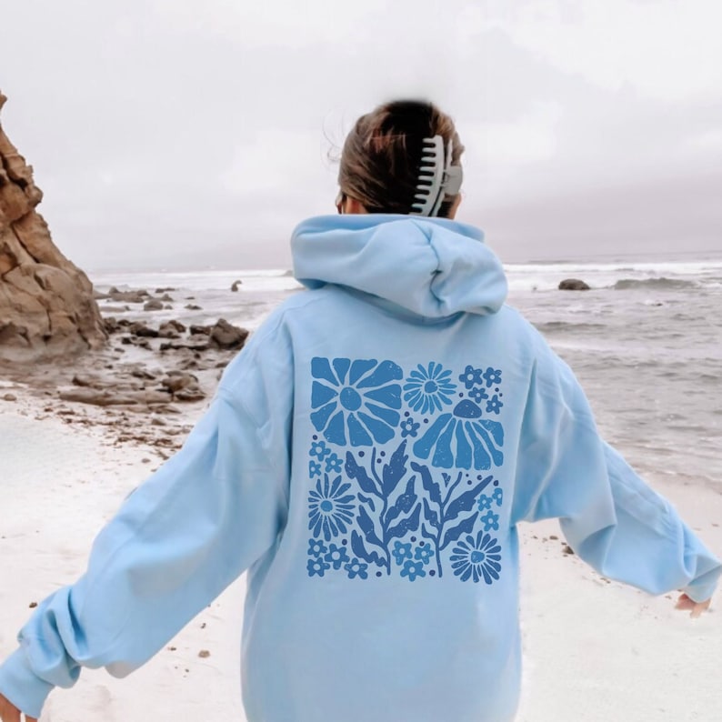 Pressed Flowers Hoodie, Oversized Wildflowers Hoodie, Flower Market ...