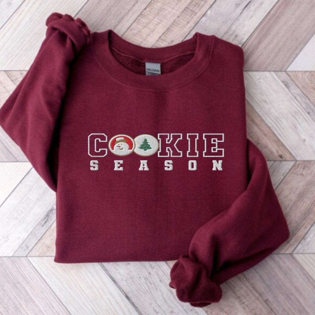 Embroidered Christmas Cookie Season Sweatshirt, Embroidered Christmas ...