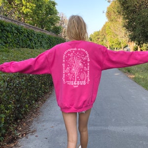 Hot Pink Jesus Sweatshirt, Bright Pink Christian Crewneck, Preppy ...