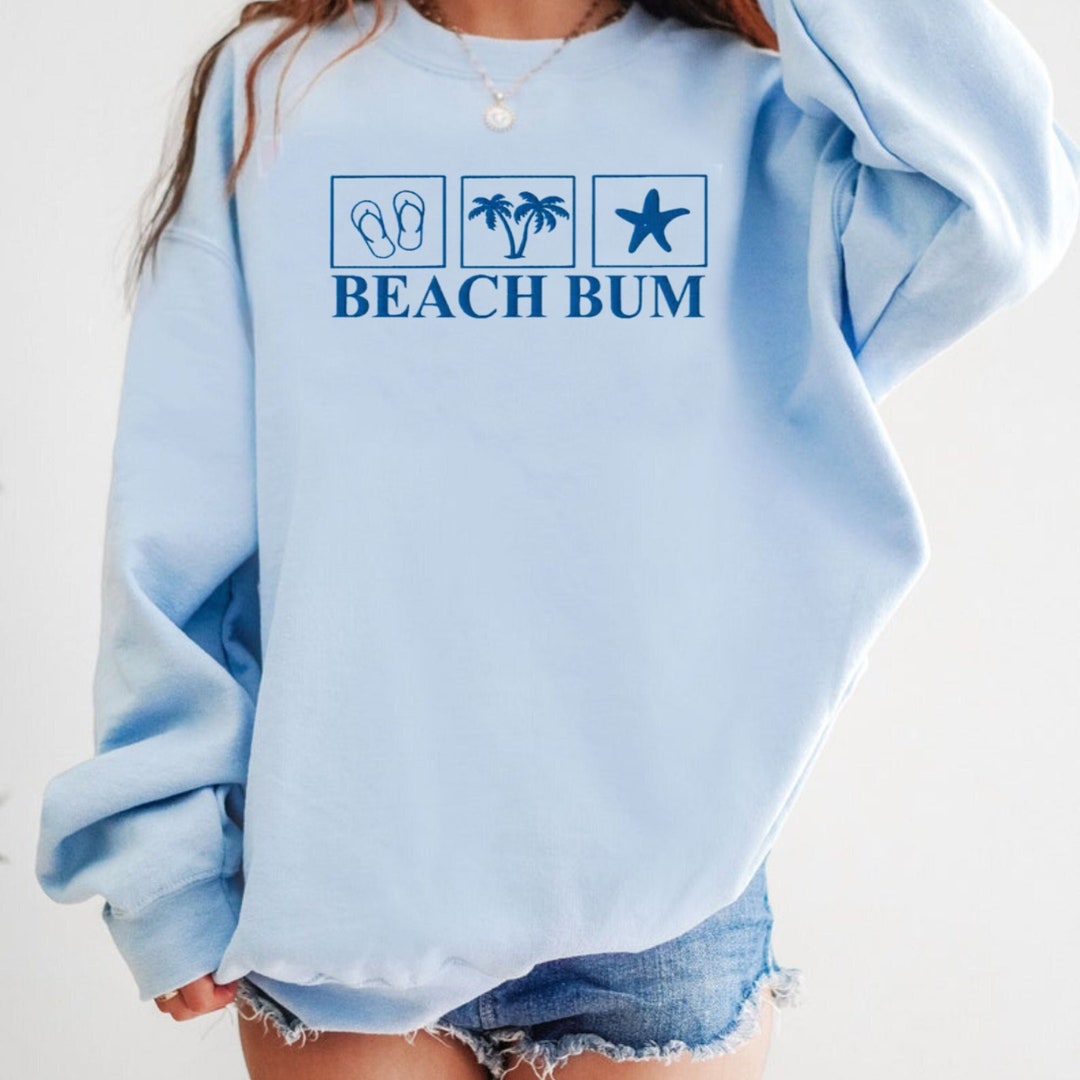 Embroidered Beach Bum Sweatshirt, Embroidered Beach Crewneck, Vintage ...