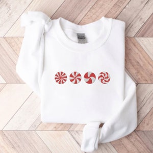 Embroidered Peppermint Sweatshirt, Embroidered Christmas Crewneck ...