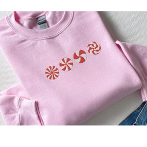 Embroidered Peppermint Sweatshirt, Embroidered Christmas Crewneck ...