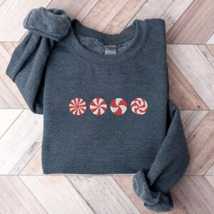 Embroidered Peppermint Sweatshirt, Embroidered Christmas Crewneck ...