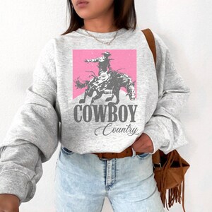 Pink Cowboy Country Sweatshirt, Oversized Western Aesthetic, Pink ...