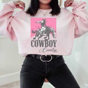 Pink Cowboy Country Sweatshirt, Oversized Western Aesthetic, Pink ...