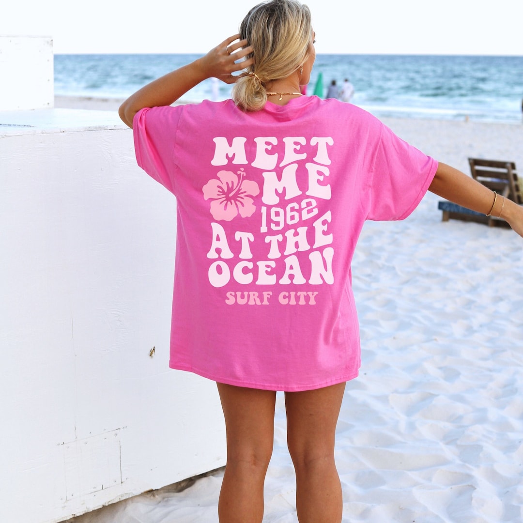 Oversized Aesthetic Beach Shirt, Coconut Girl Aesthetic, Words on Back ...