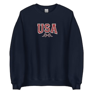 Embroidered USA Sweatshirt, Embroidered United States Crewneck ...