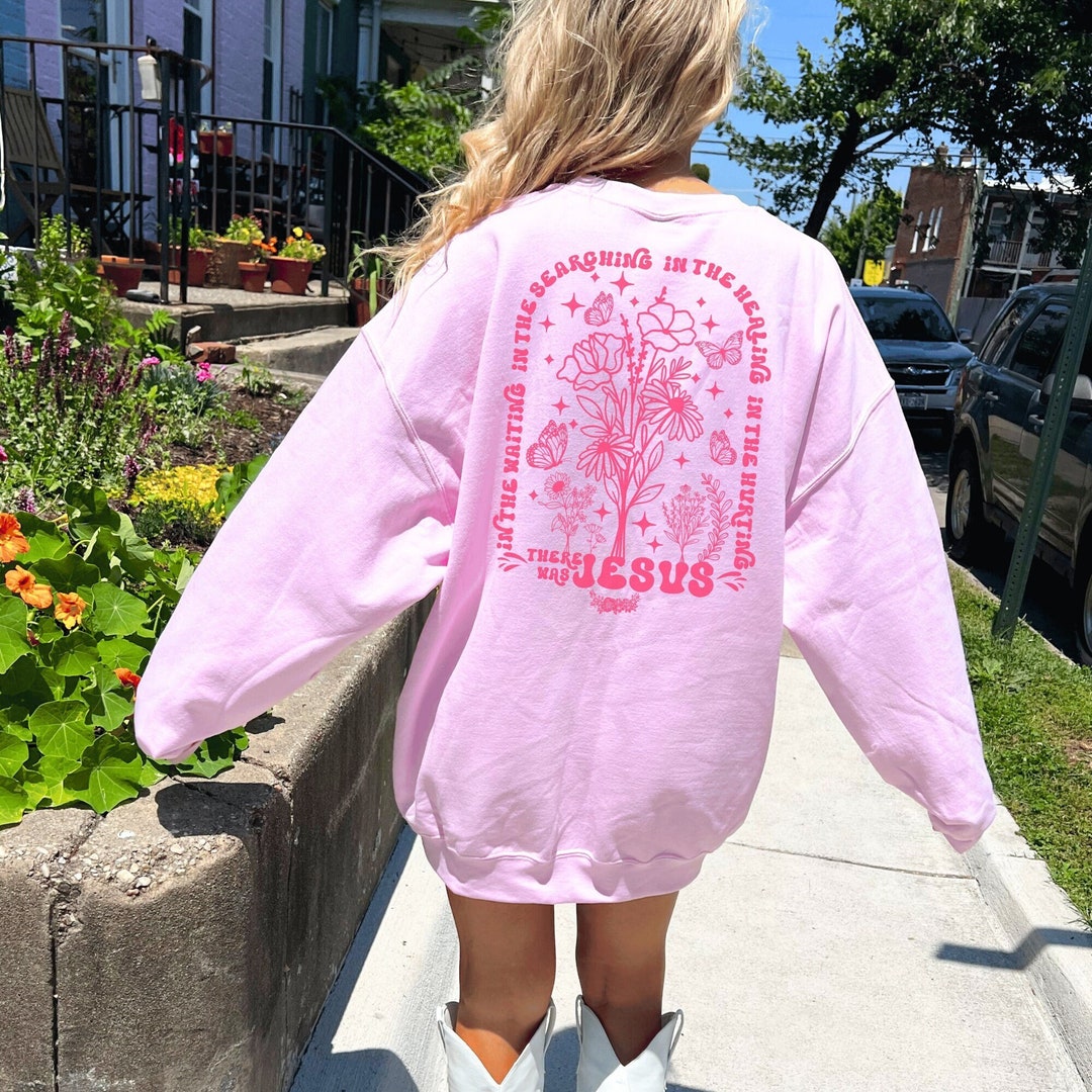Pink Jesus Sweatshirt, Baby Pink Christian Crewneck, Preppy Christian ...