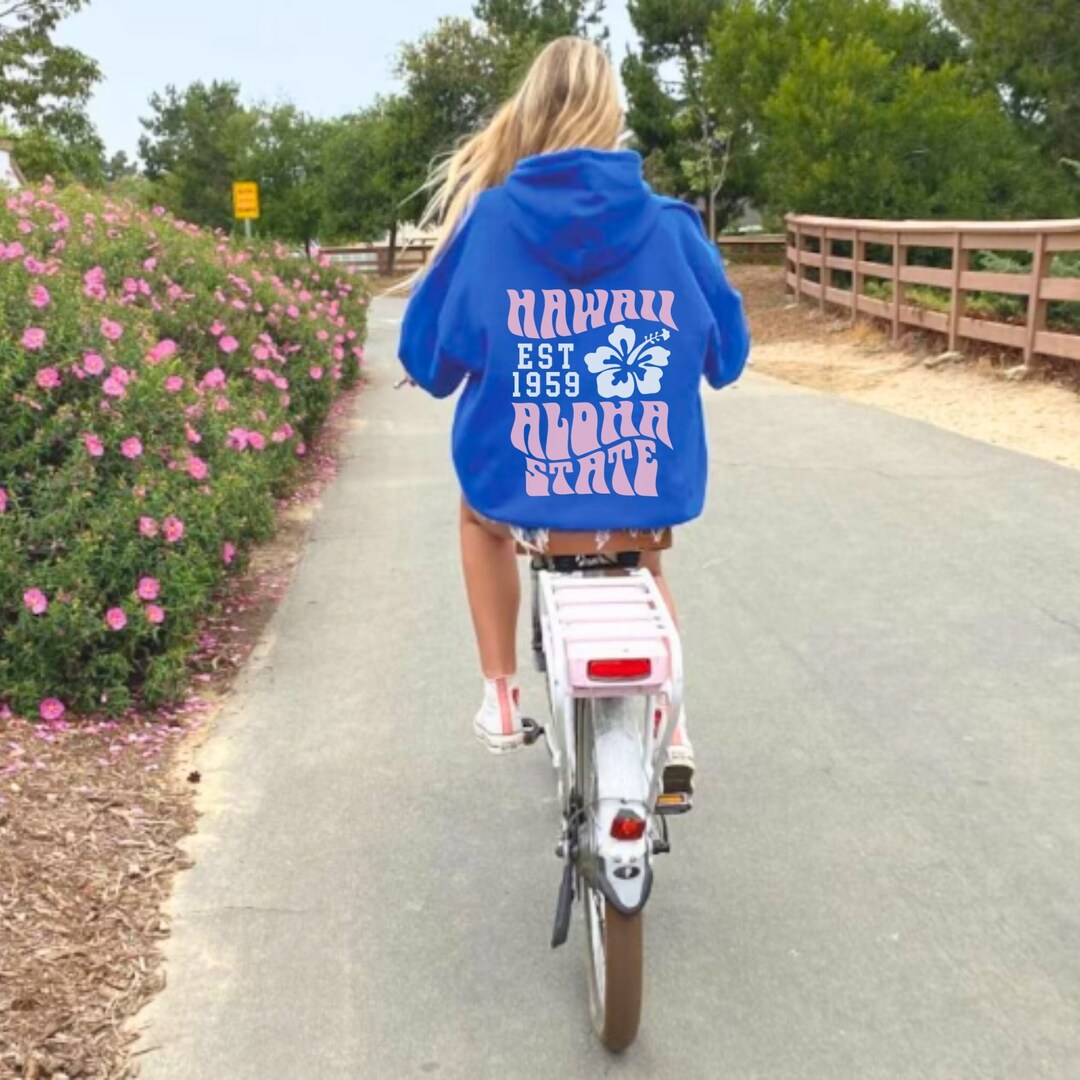 Hawaii Blue Vsco Hoodie, Tumblr Hoodie, Beach Aesthetic Hoodie, Hawaii ...