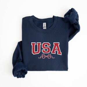 Embroidered USA Sweatshirt, Embroidered United States Crewneck ...