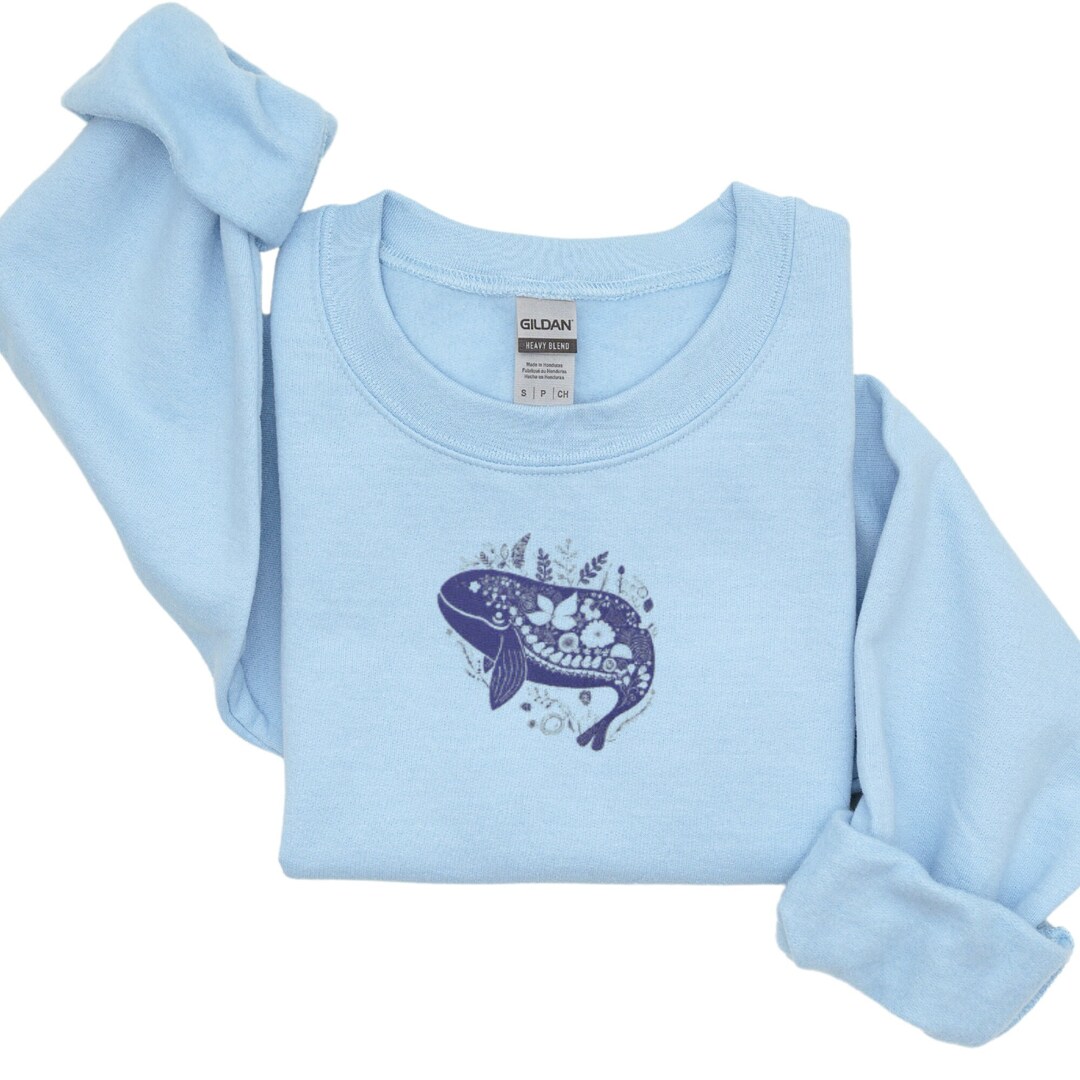Embroidered Scandinavian Whale Sweatshirt, Embroidered Whale Sweatshirt ...