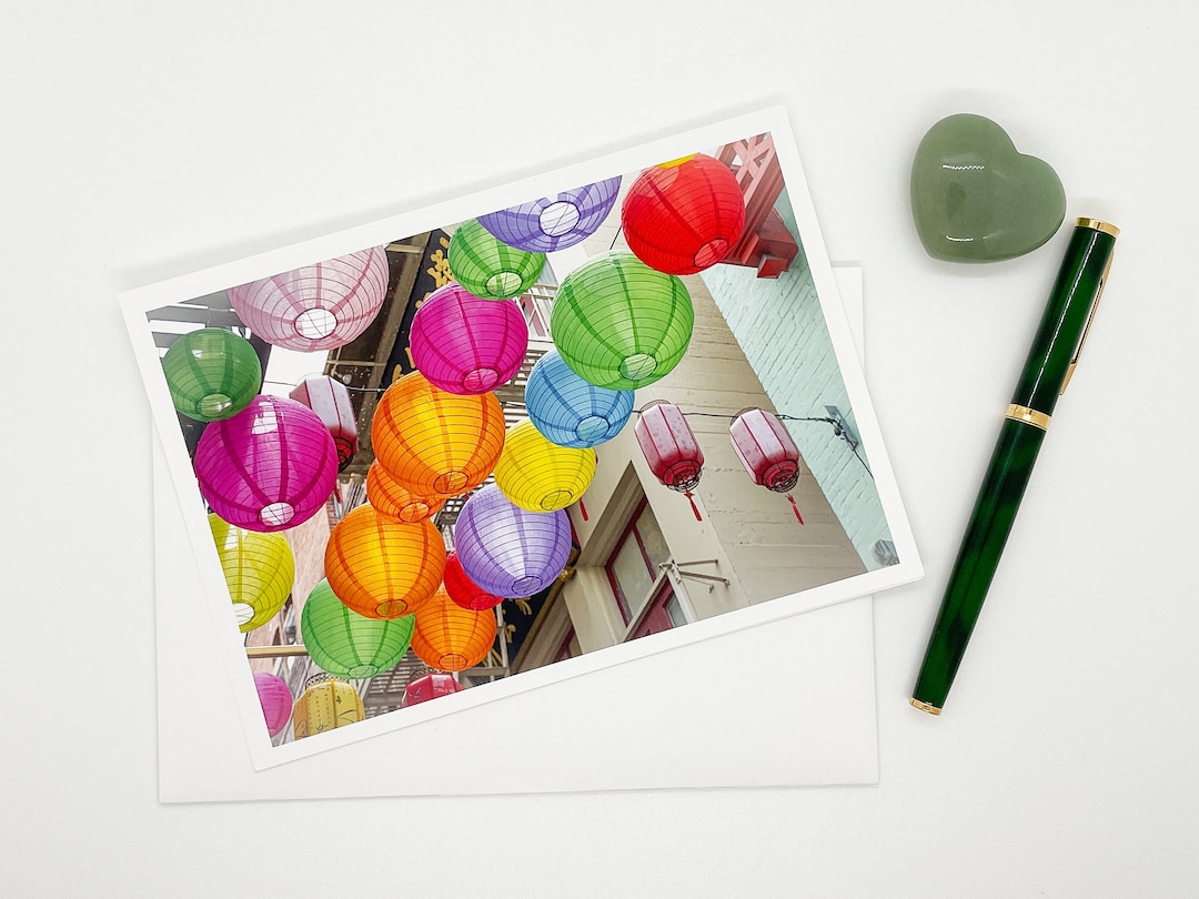 Colorful Greeting Card, Chinese Lanterns, San Francisco Chinatown ...