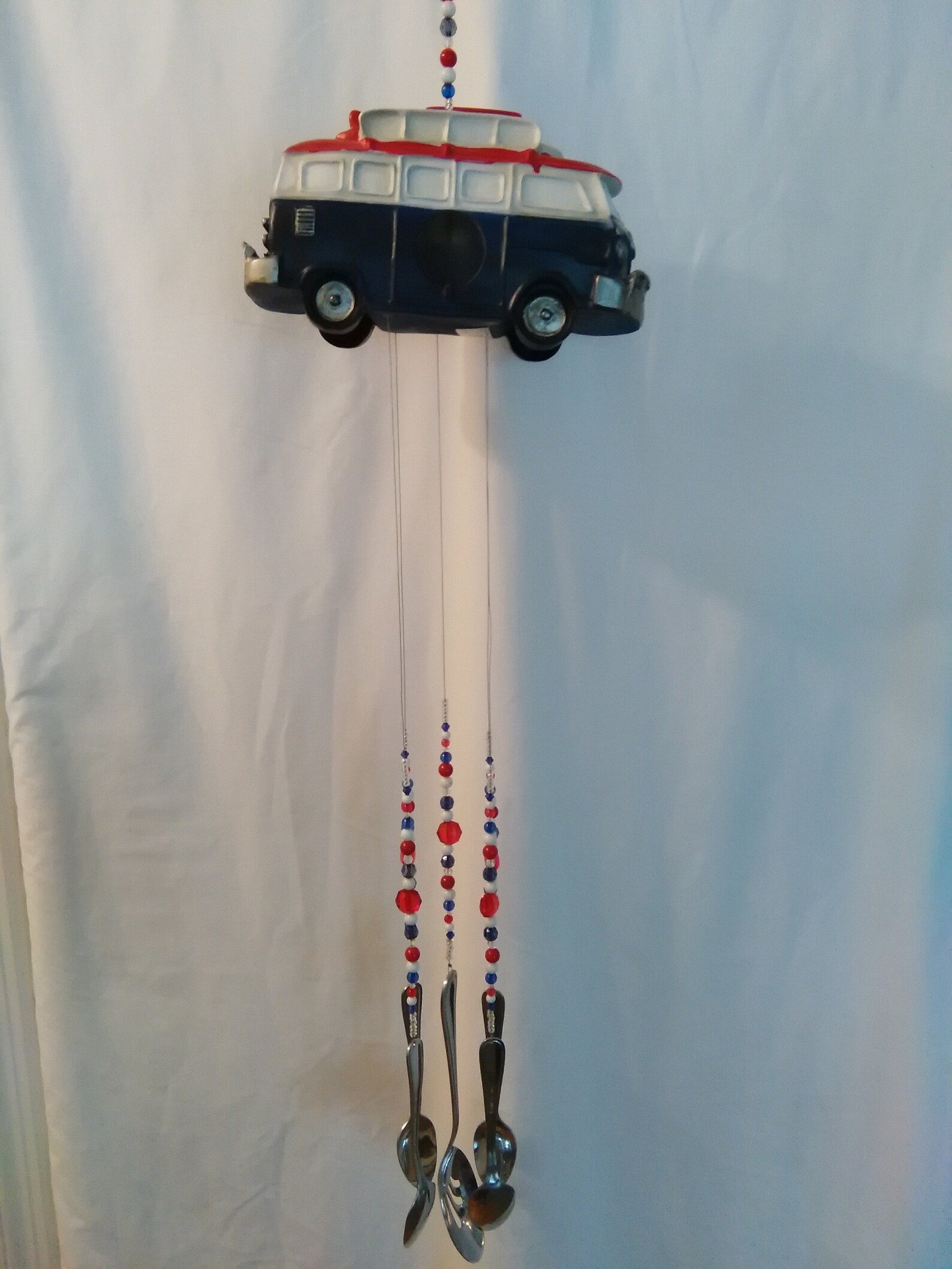 Red White and Blue Mini Bus Flatware Windchime - Etsy