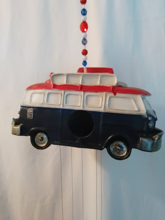 Red White and Blue Mini Bus Flatware Windchime - Etsy