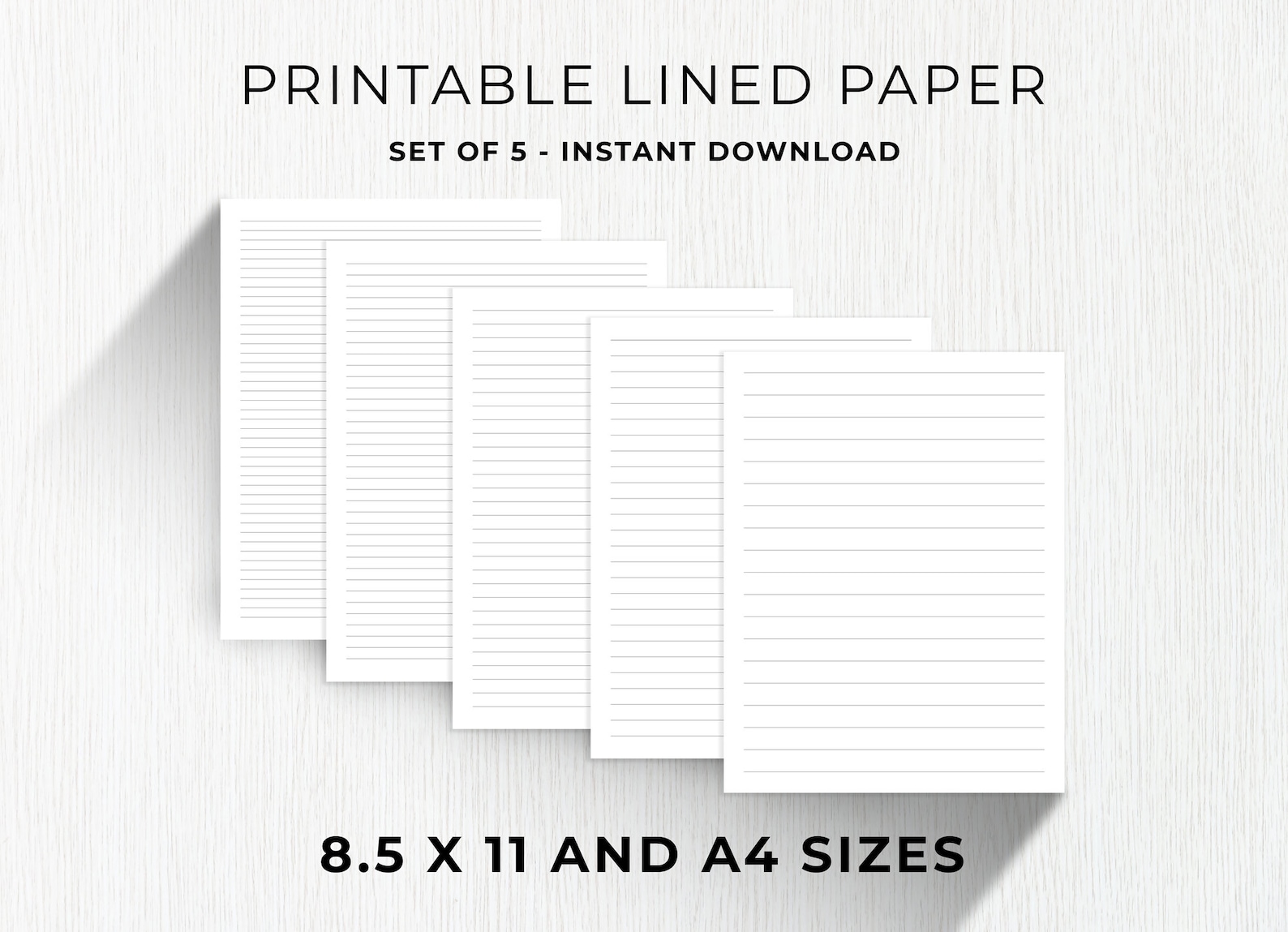 Printable Lined Paper PDF, Wide Ruled Paper, College Ruled Paper, Lined ...