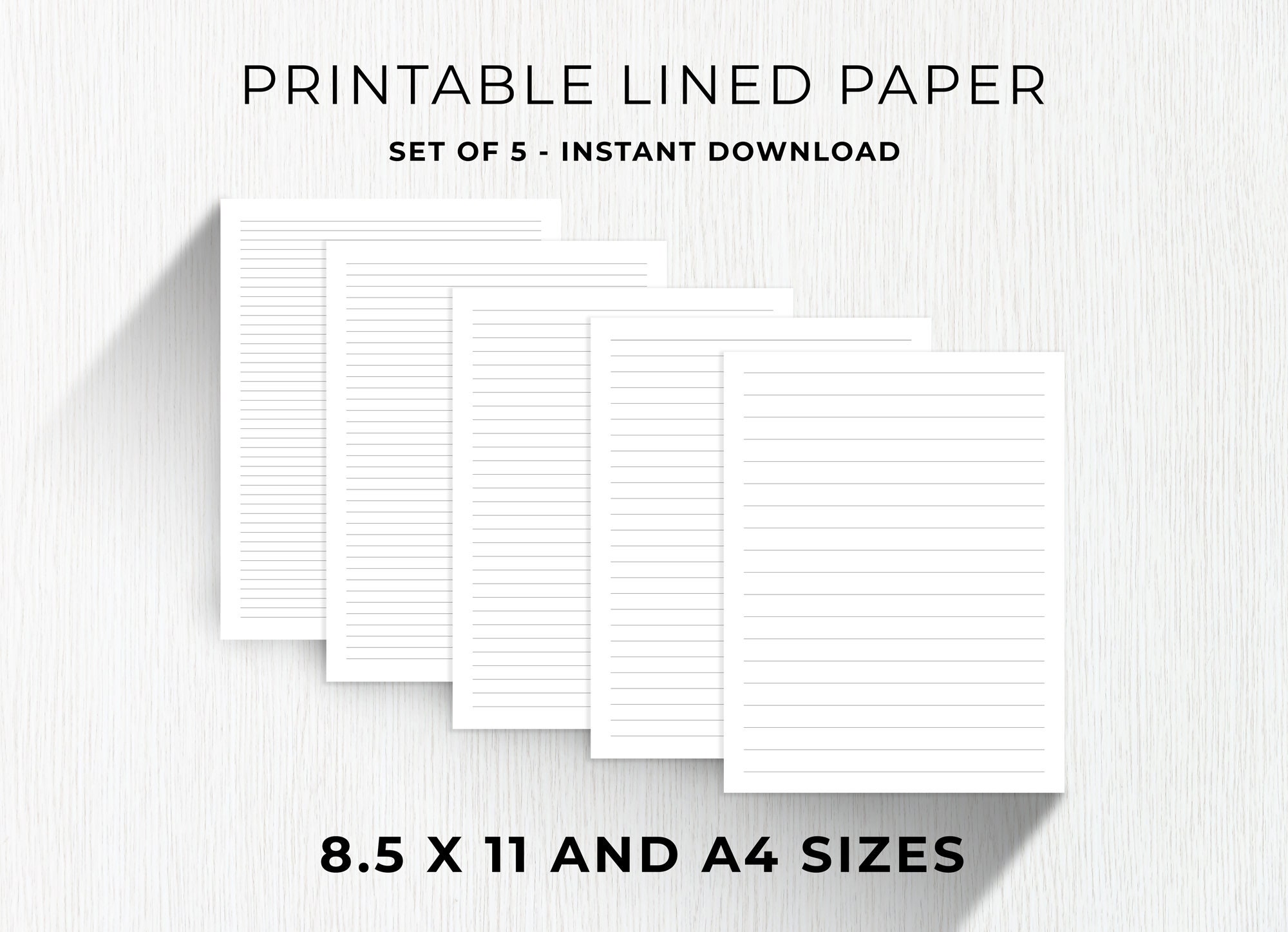 Printable Lined Paper PDF, Wide Ruled Paper, College Ruled Paper, Lined ...