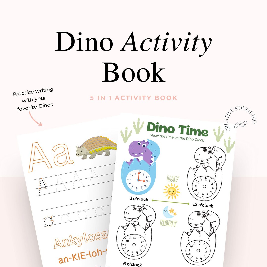 Dino Activity Book, ABC and 123 Handwriting Practice - Etsy