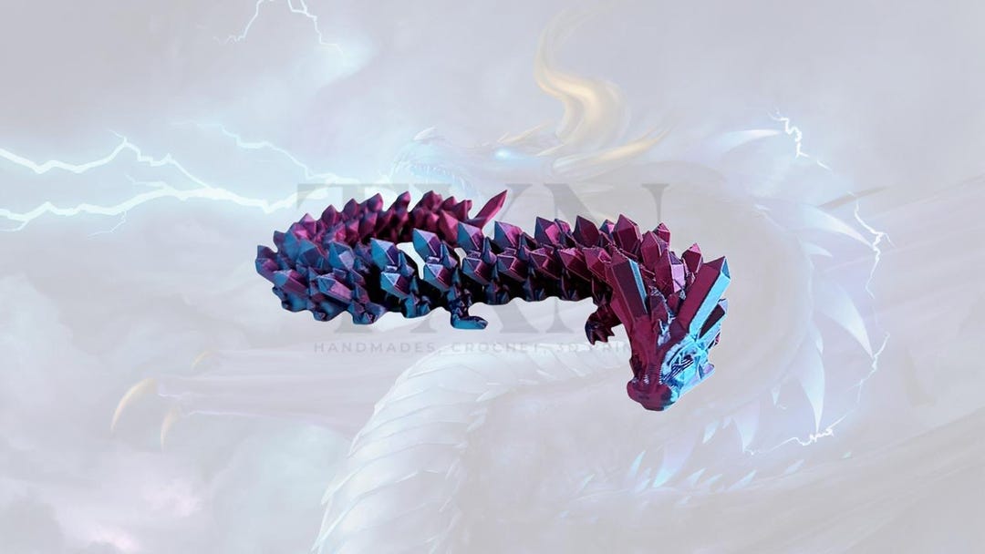 3d-printed Purple, Blue, Pink Dragon – Wingless, Poseable, Eco-friendly ...