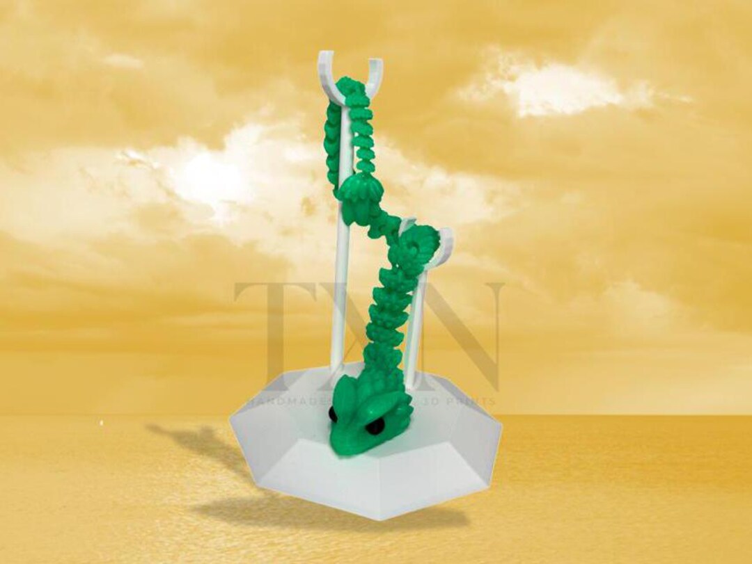 3D Printed Green Water Dragon Figurine Articulated Poseable Mythical ...