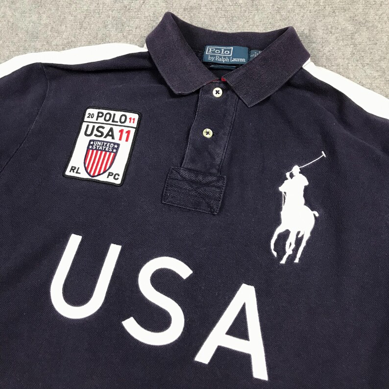 Vintage Polo by Ralph Lauren Polo Shirt USA 10 Design Shirt Navy Colour ...