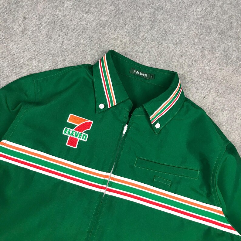 Vintage 7 Eleven Japan Uniform Work Jacket Green Embroidery Logo Jacket ...