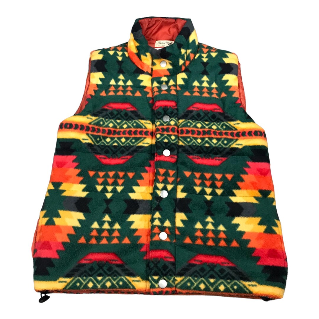 Vintage Navajo Multicolour Global Work Vest Fleece Puffer - Etsy
