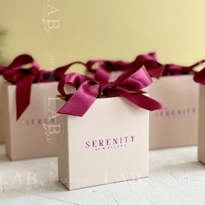 Custom Powder Beige Small Jewelry Boxes for Packaging With Ribbon Bow ...