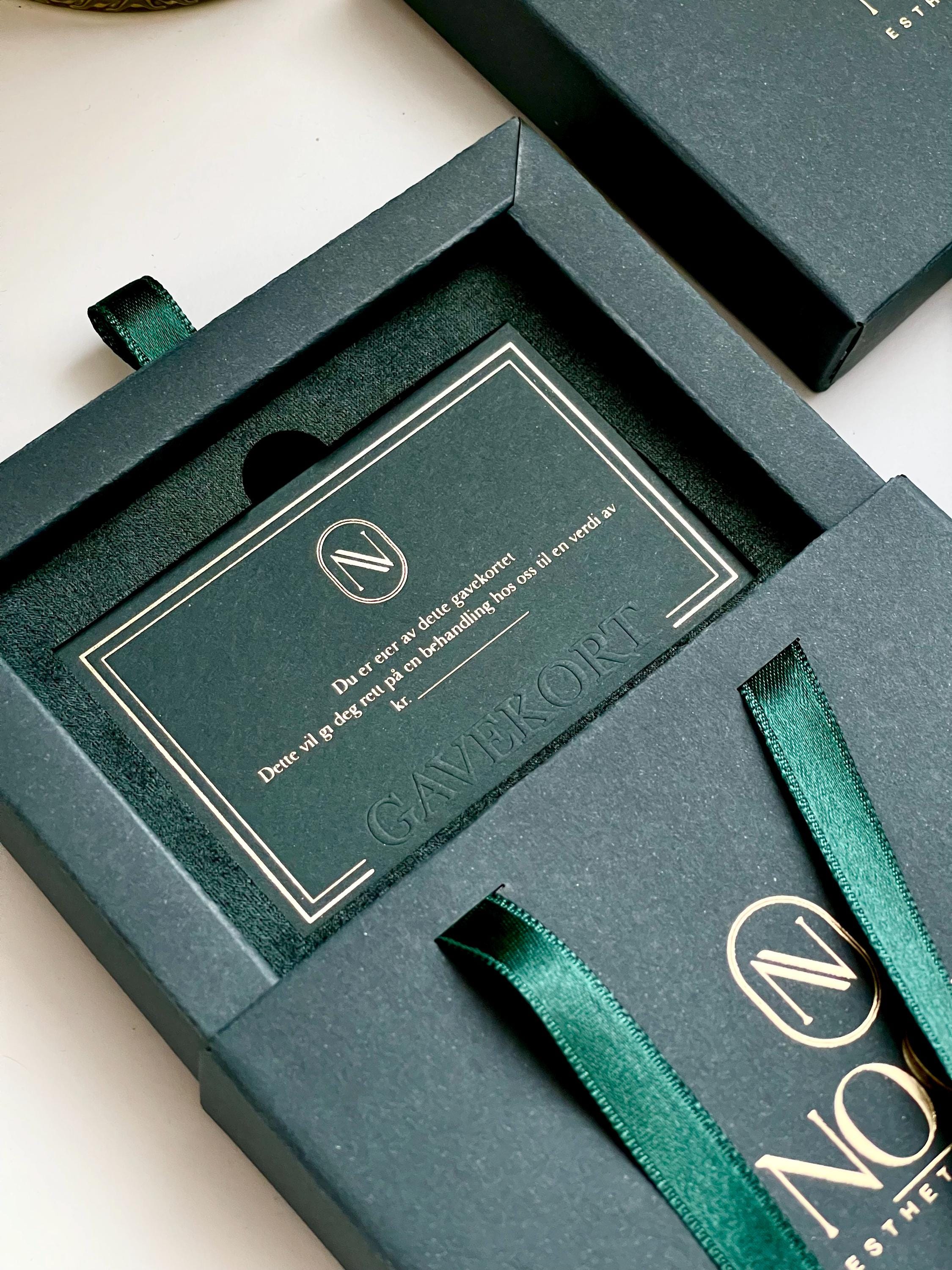 50pcs Dark Green Holiday Gift Card Packaging With Gold Logo | Premium ...