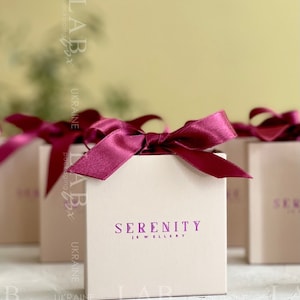 Custom Powder Beige Small Jewelry Boxes for Packaging With Ribbon Bow ...